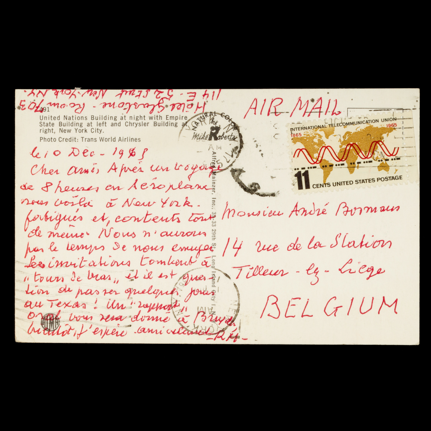 René Magritte, surrealist : autograph postcard, initialled; New York ...