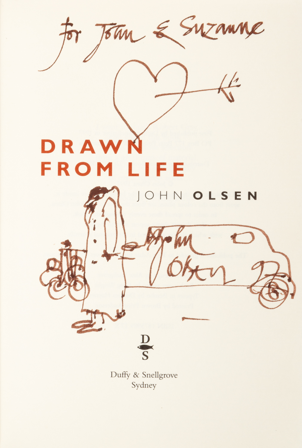 [OLSEN]. Drawn from Life (signed and inscribed copy with pen sketch ...