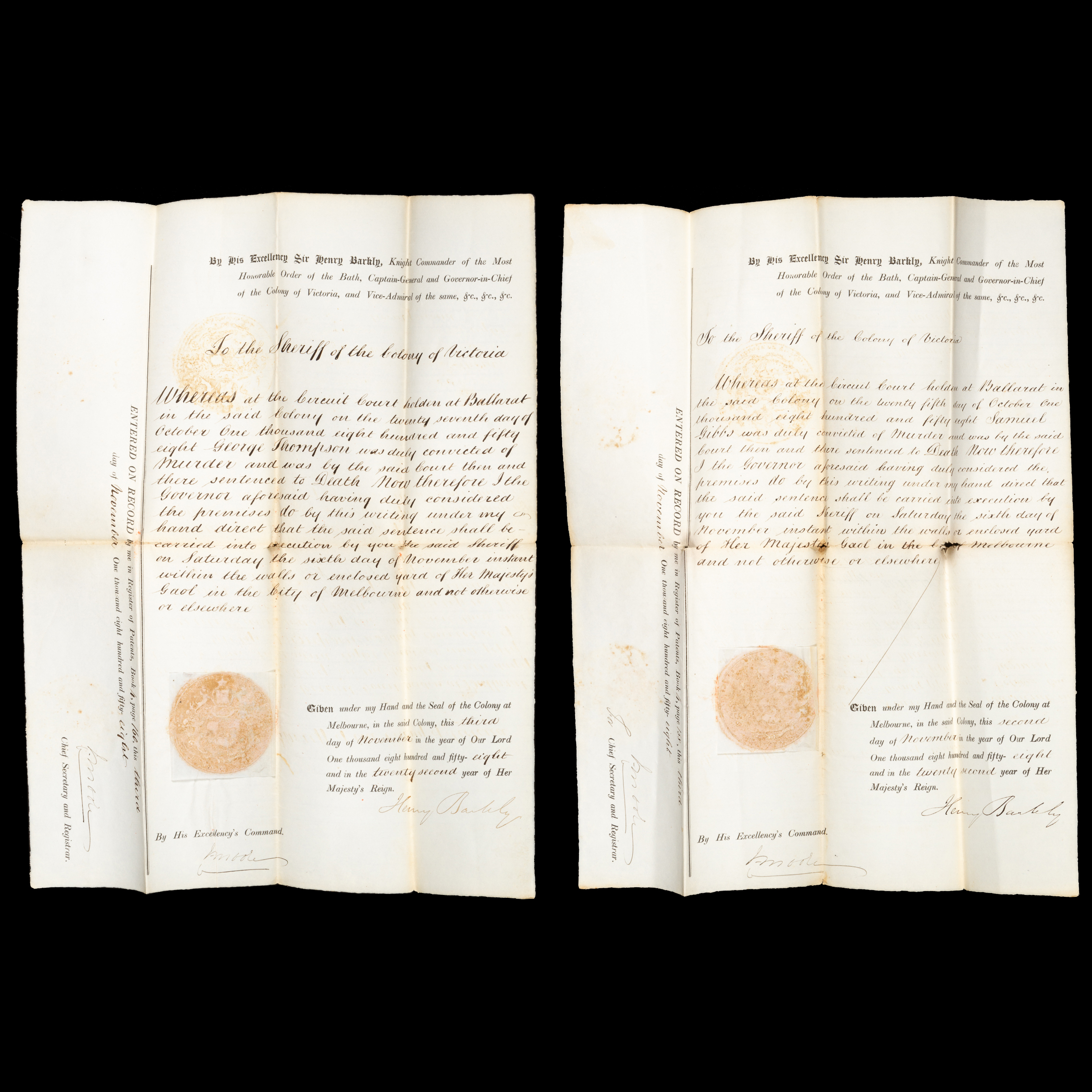 Death warrants for Samuel Gibbs, an African-American from Philadelphia ...