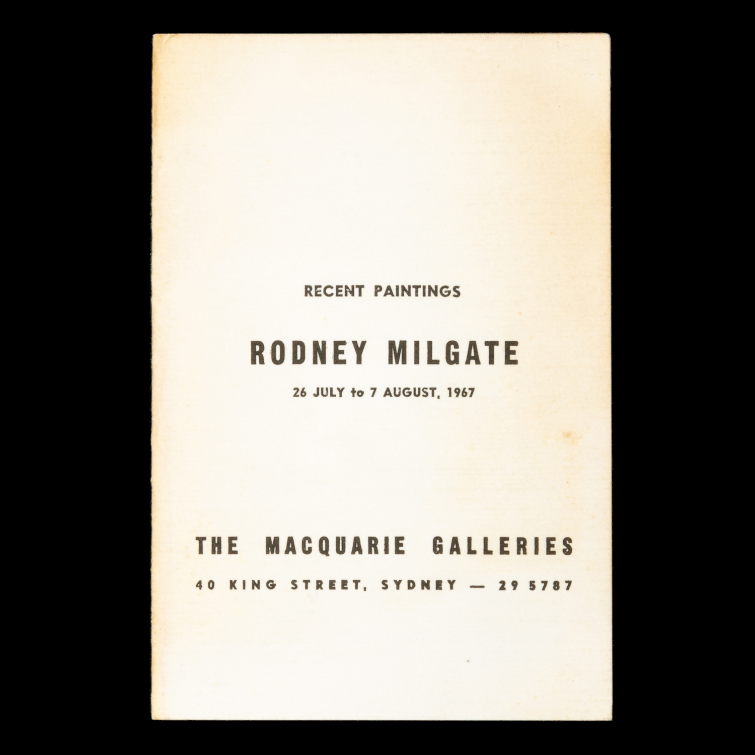 Recent paintings. Rodney Milgate 26 July to 7 August 1967 - Douglas ...