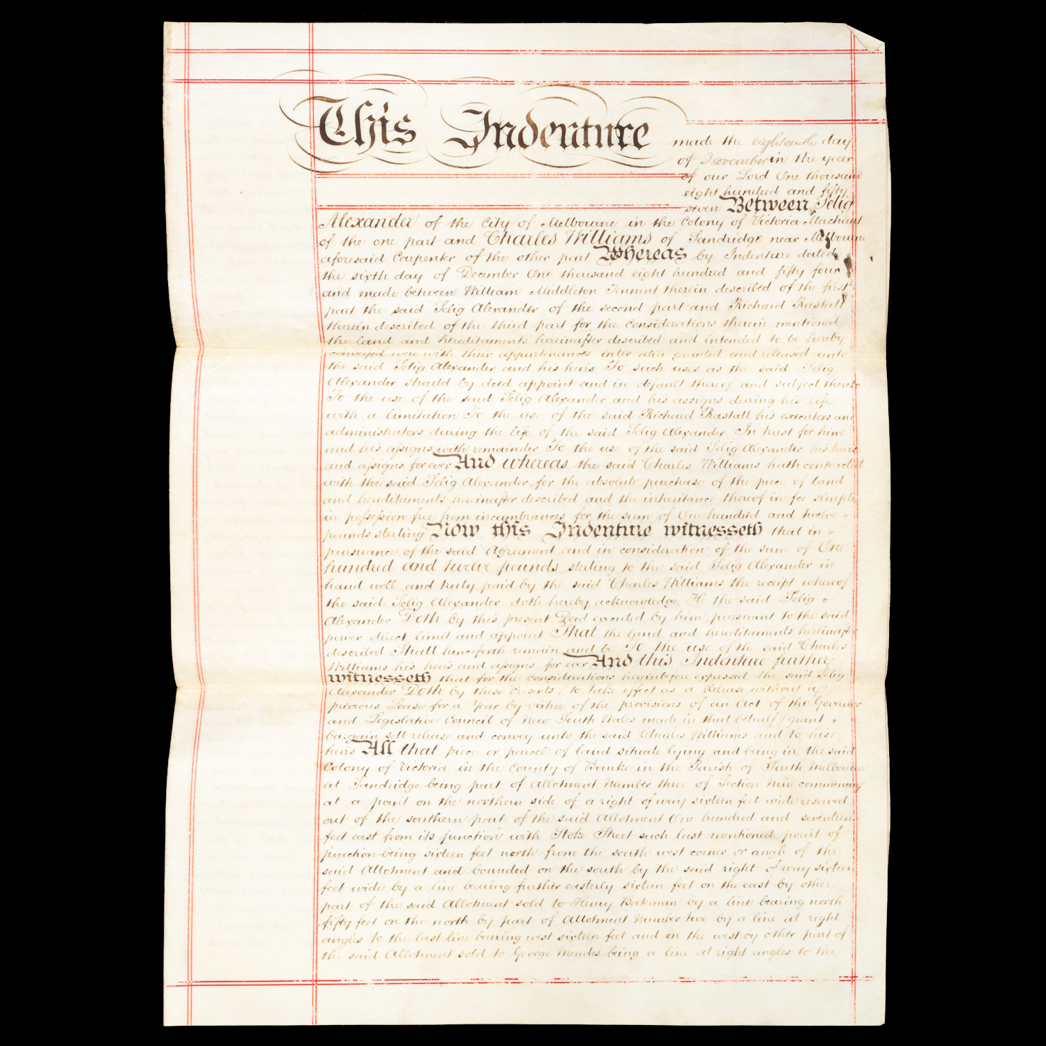 Deed of conveyance between Selig Alexander and Charles Williams ...