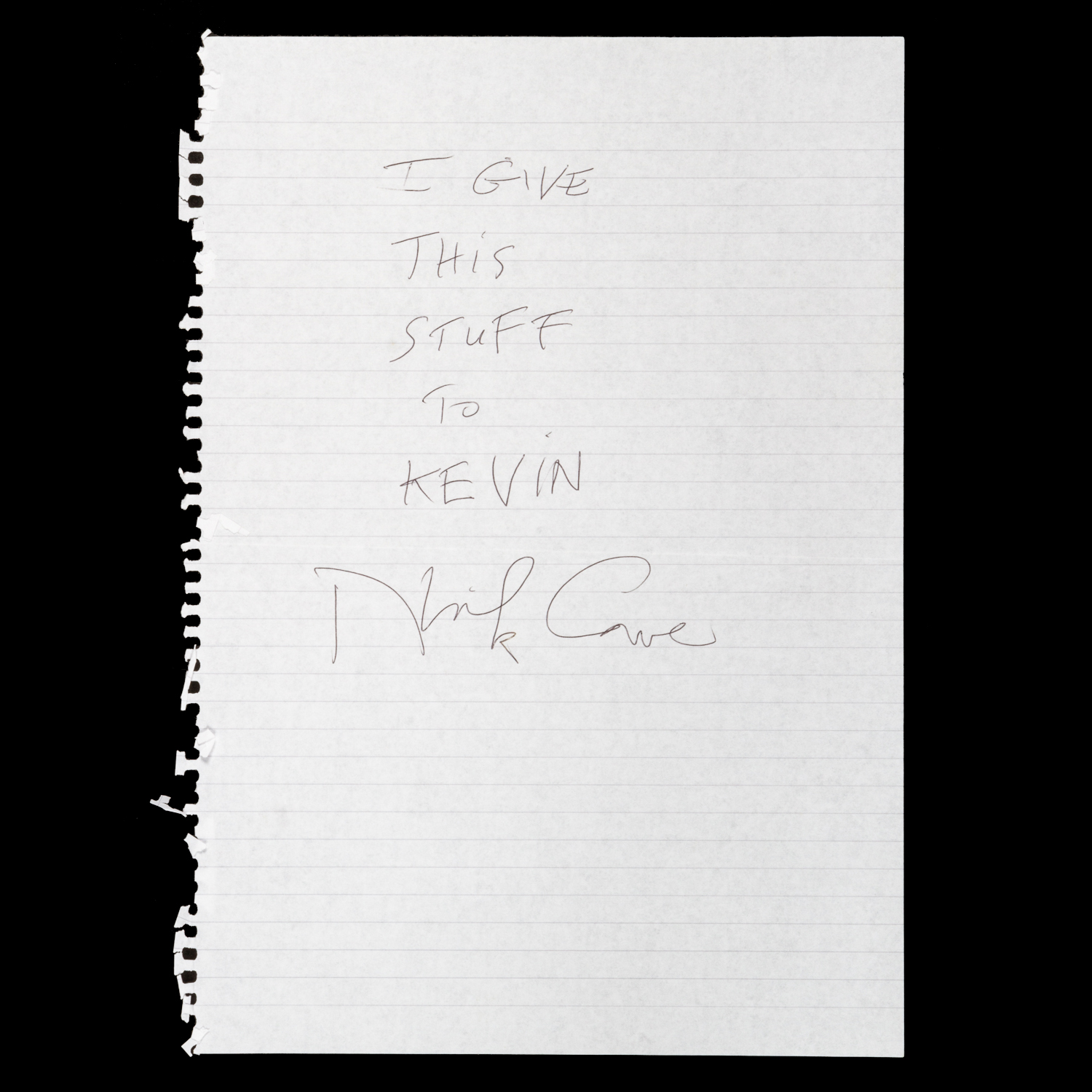 Original autograph first draft of the lyrics to the Grinderman song ...