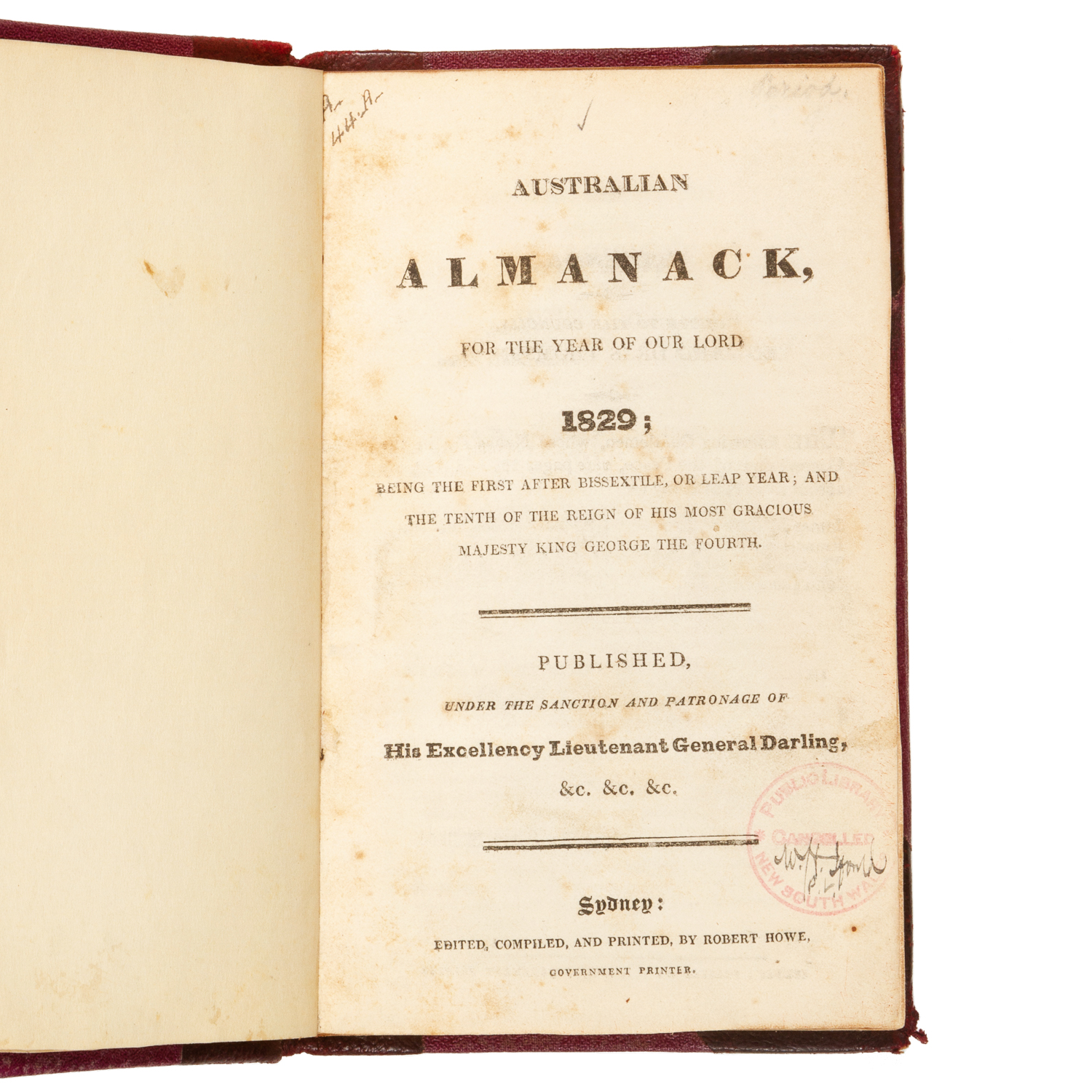 Australasian Pocket Almanack, for the Year of Our Lord 1829 - Douglas ...