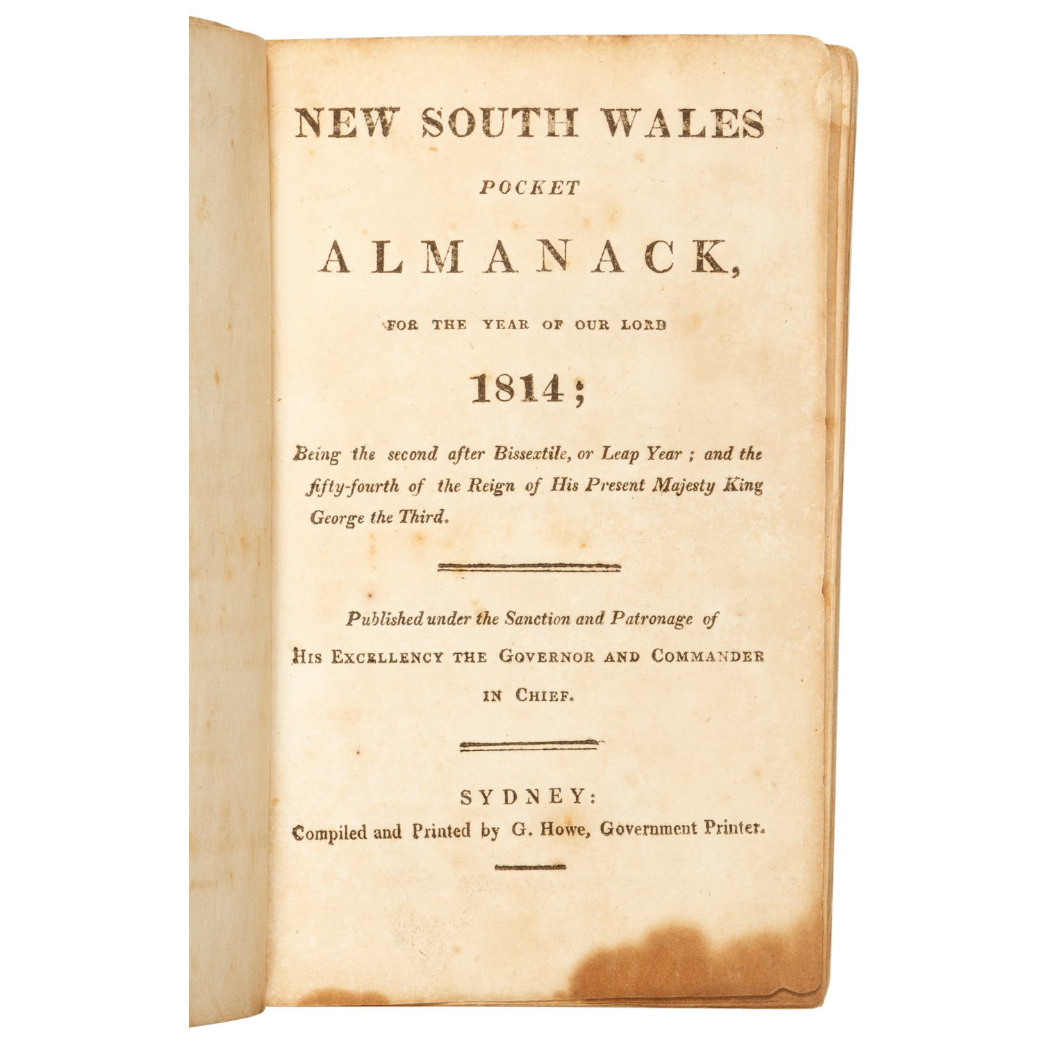 New South Wales Pocket Almanack, for the Year of Our Lord 1814 ...